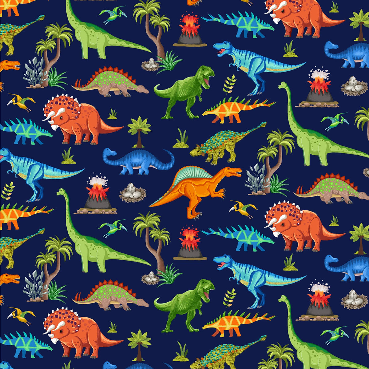 Dinosaur Dig Scenic Navy from Timeless Treasures CD3846-NAVY ...