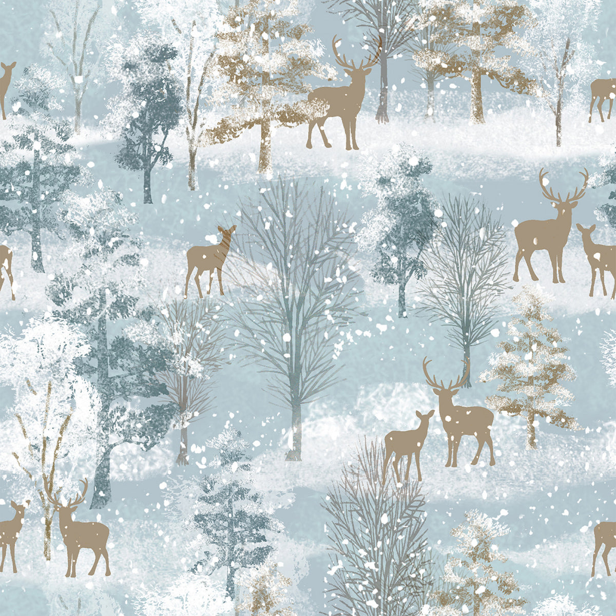 Winter Whispers Winter Scenic Light Blue by Elsie Ess for Blank Quilti ...