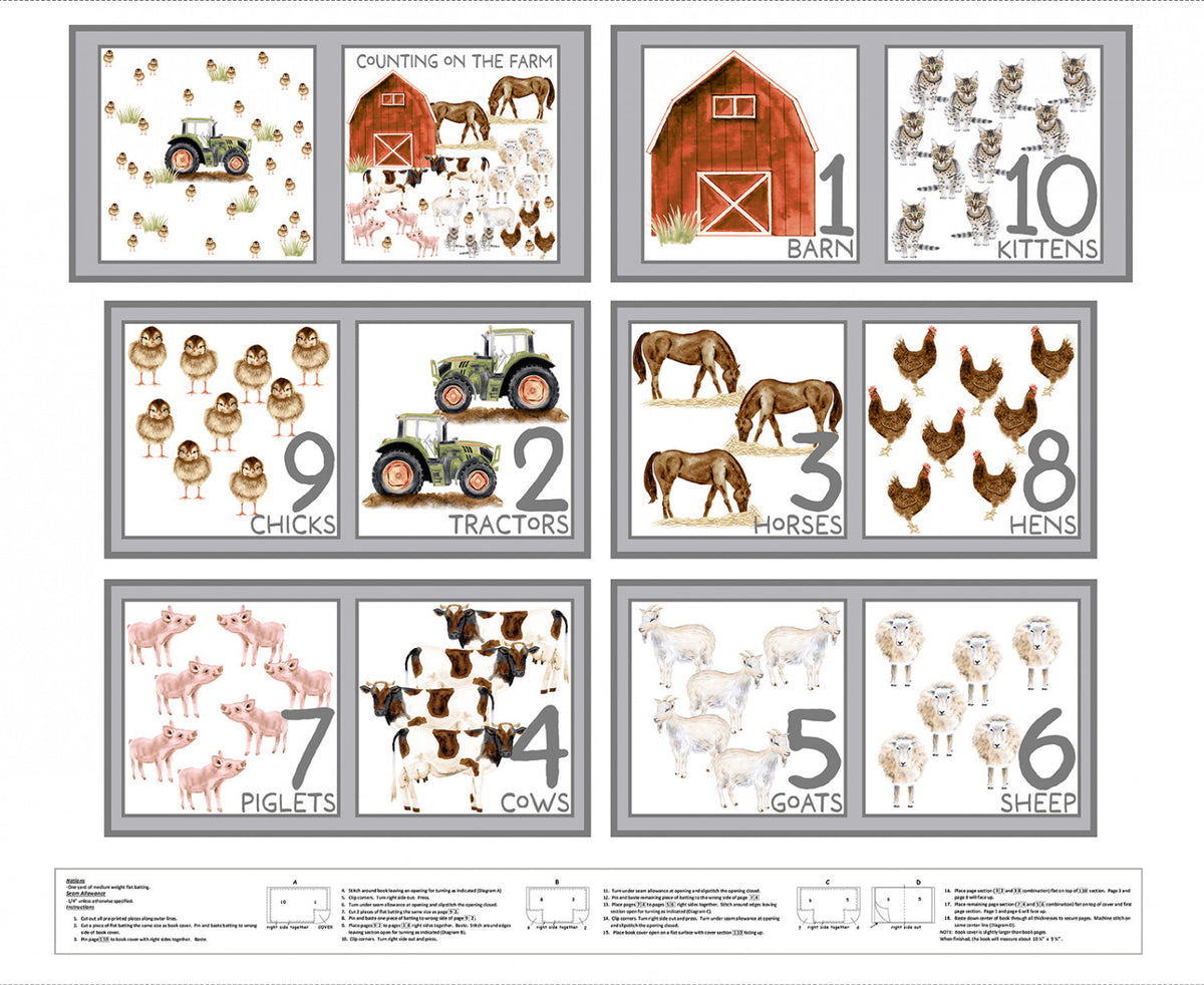 Little Seedlings Farm Counting Book Panel by Moque Lee Studio for Blan ...