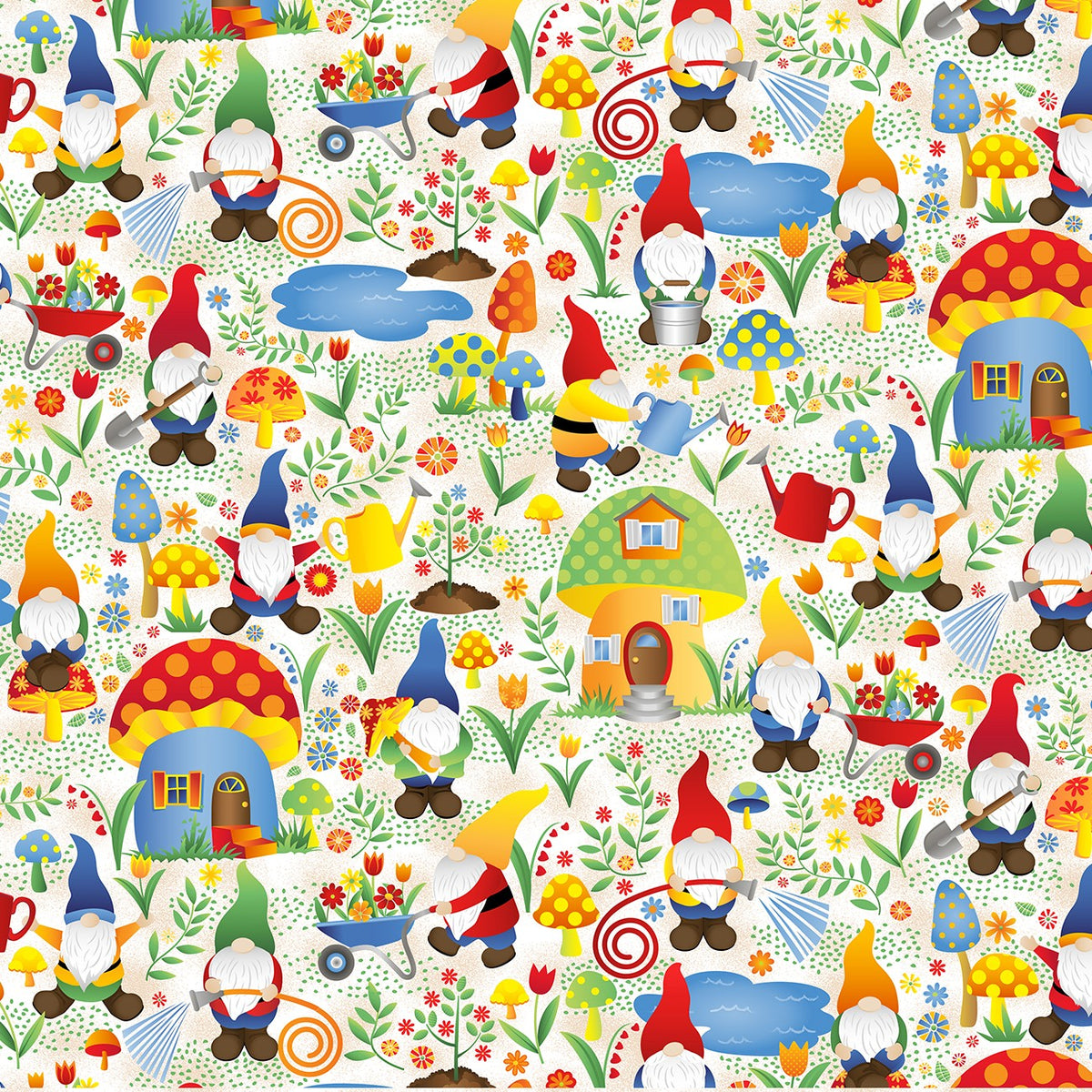 Gnome Worry Be Happy White Woodland Gnomes In Mushroom Houses by Timel ...