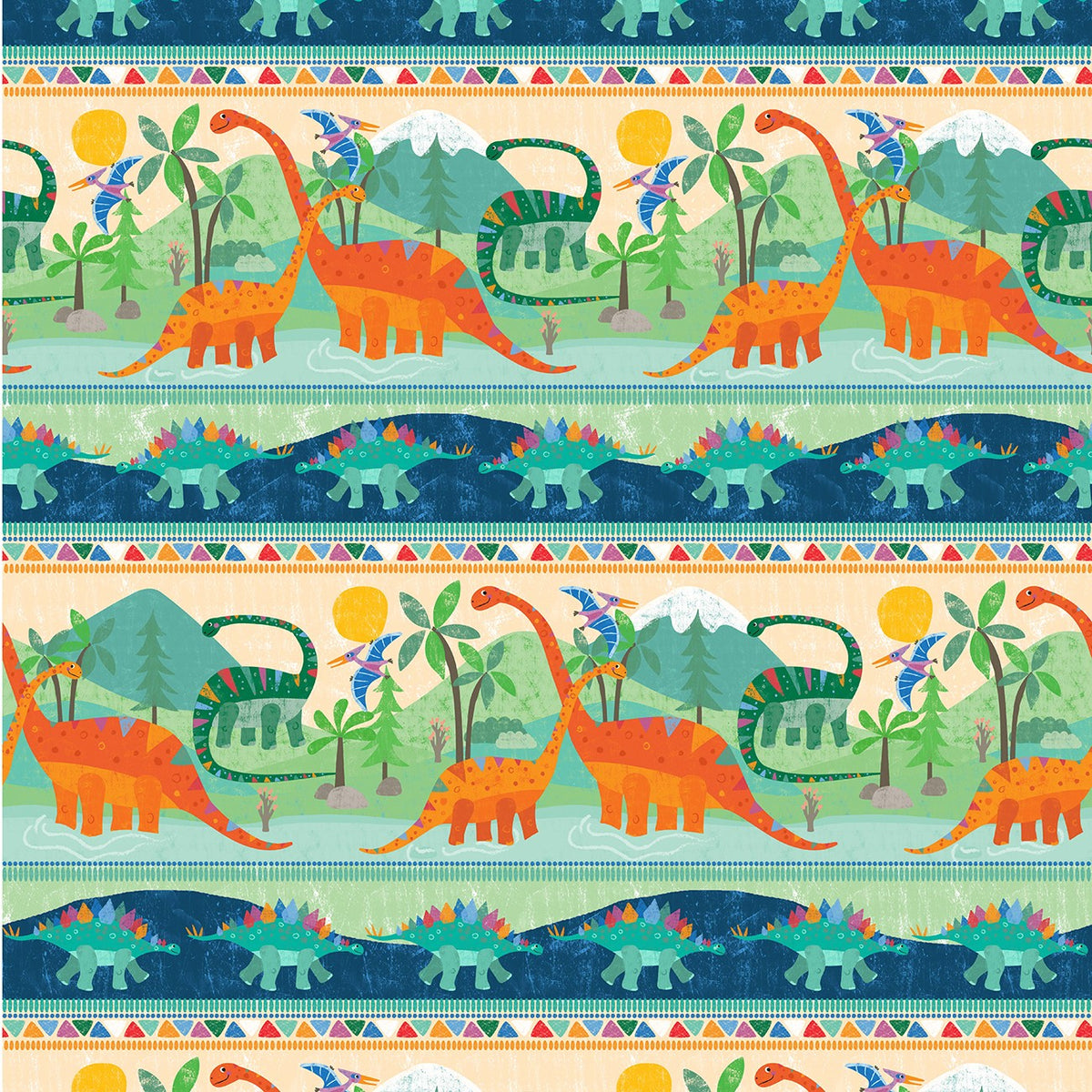 Rainbow Dino - Teal Dino Land Stripe - DC10038-TEAL - Liza Lewis - Mic ...