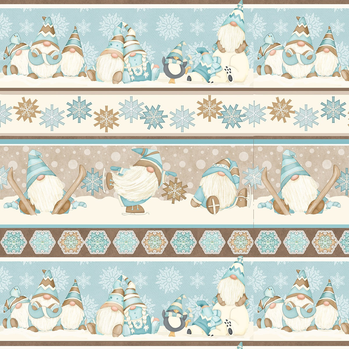 I Love Sn'Gnomies Flannel Stripe by Shelly Comiskey for Henry Glass F9 ...