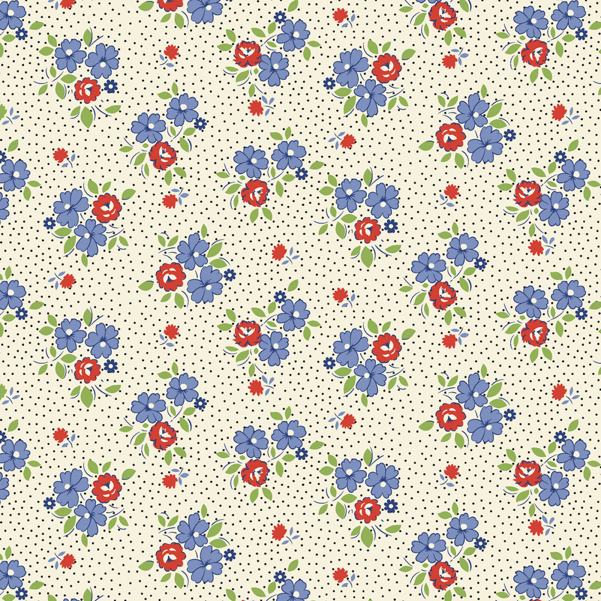 Aunt Grace Goes Scrappy Red Blue Floral by Judie Rothermel for Marcus ...