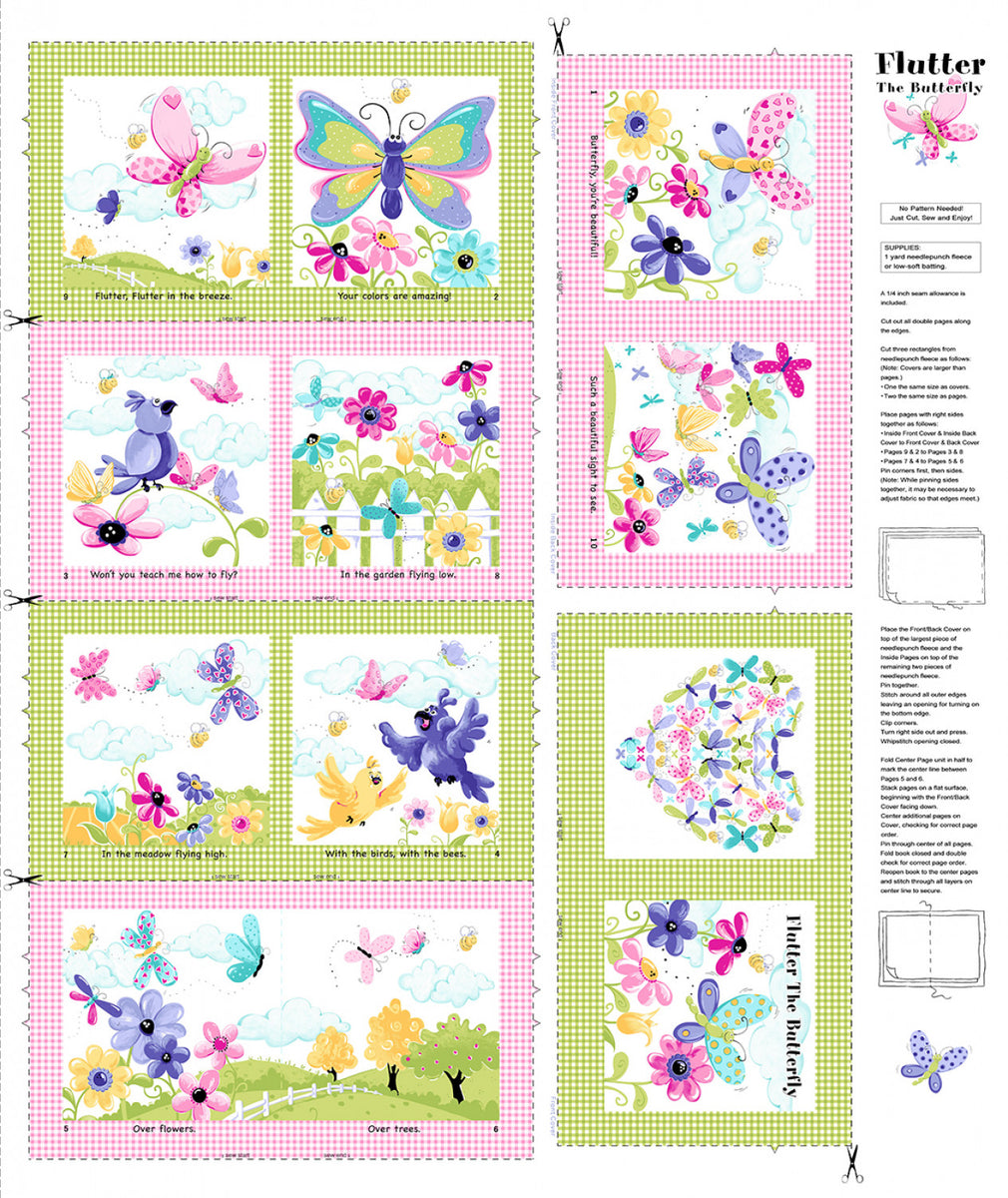 Flutter the Butterfly Storybook Book Panel by Susybee SB20439-999 ...