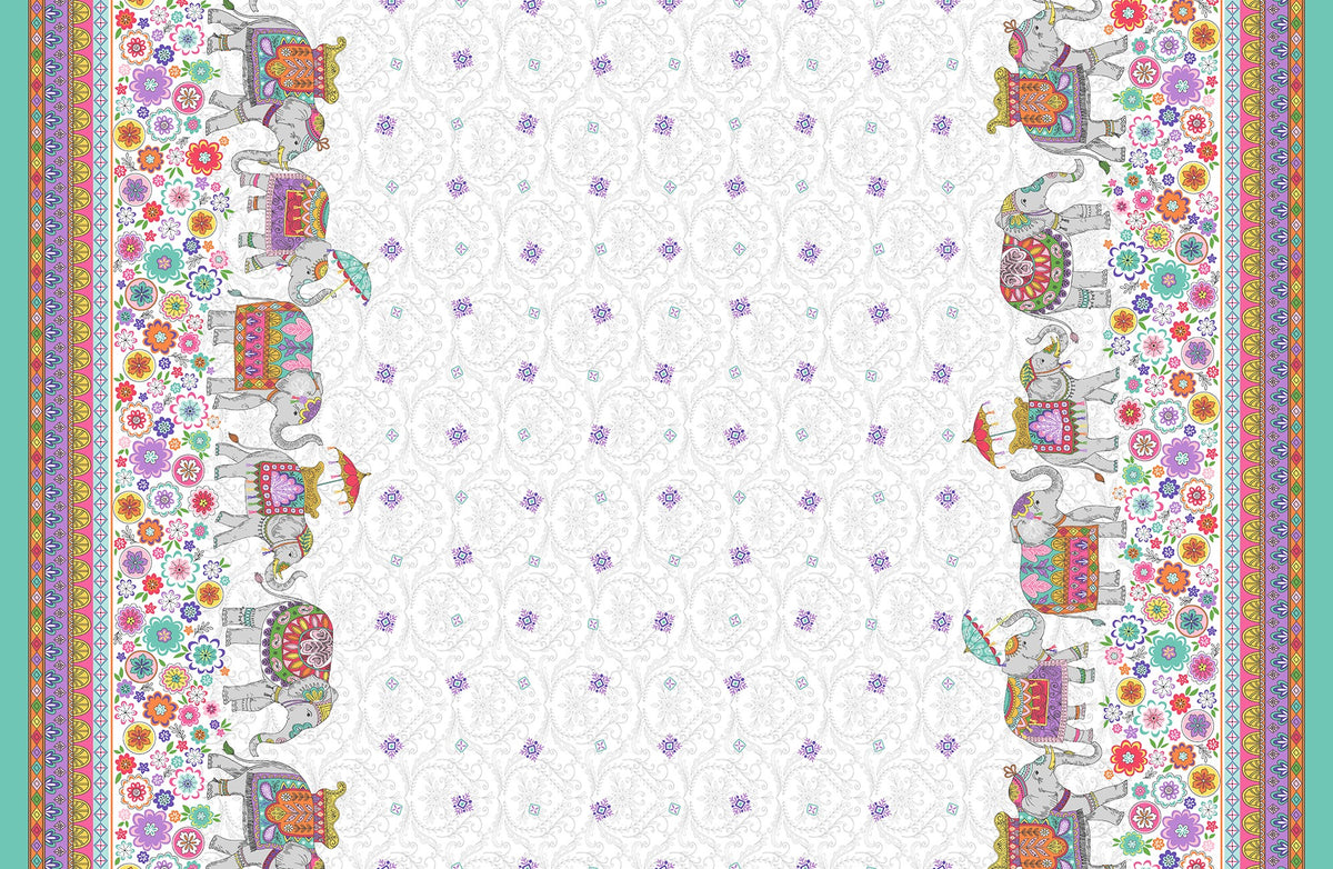 Elephant Calvacade - Elephant Parade Multi Double Border - CX10796-MUL ...